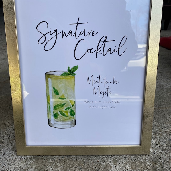 Signature Cocktail Sign - Watercolor Cocktail Sign for Party ...