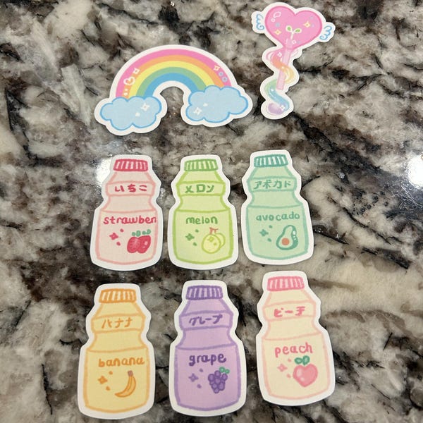 Flavored Milk Stickers Cute Kawaii Bujo Journal Stickers, Planner ...