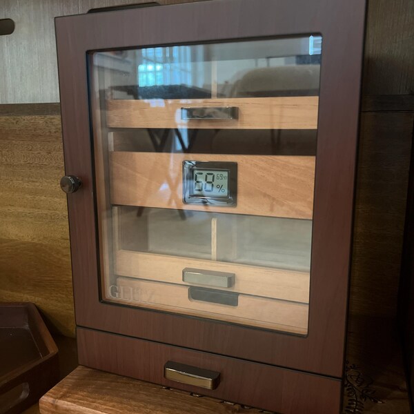 Luca Humidor Cabinet, Cigar Storage for 80-100 Cigars, Rich Black Ash ...