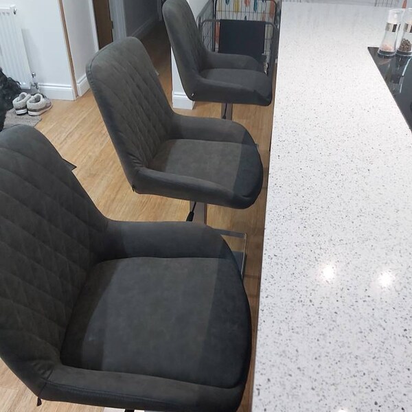 Round Bar Stool Seat - Handmade Premium Quality Faux Leather / Counter ...