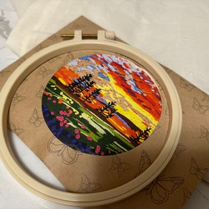 Diy Embroidery Kit Girl Flower Pattern, Little Girl Embroidery Kit ...