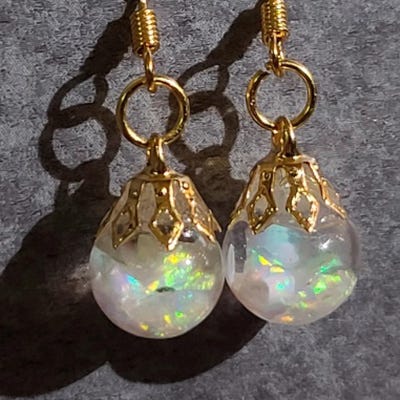 10mm Australian Opal Charm Floating Opal Gold/silver - Etsy