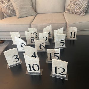 3D Marble Stone Table Numbers Wedding Unique Signage Custom Layered ...
