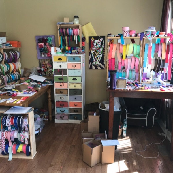 Ribbon Spool Rack Organizer for Large Spools 6-6 1/2-and 7 Inch Spools ...