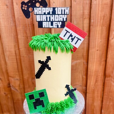 Minecraft Cake Topper Bundle Personalise NAME - Etsy UK
