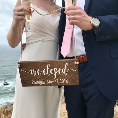 We Eloped Sign-12 X 5.5 Wedding Date Sign-elopement Sign-rustic Wood ...