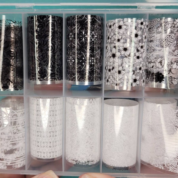 Black & White Transfer Foil Overlay Set #1 | Accent Nails or Entire ...