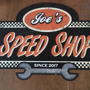 Personalized Speed Shop Sign, Metal Art Garage Sign, 2 Sizes, Wall ...