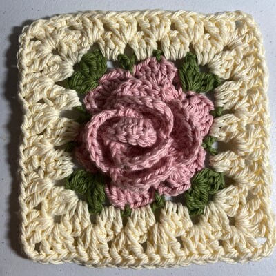 CROCHET PATTERN Rose and Square, Crochet Rose Pattern. US Terms english ...