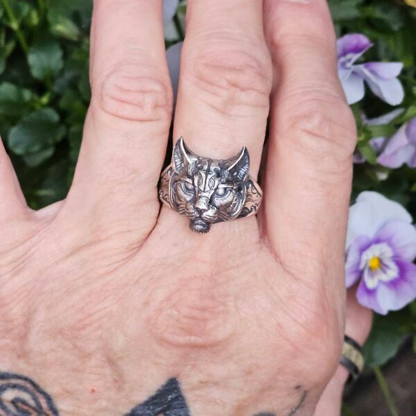Sterling Silver Angry Wolf Signet Ring, Ring Wolf Head, Wolf Head Ring ...
