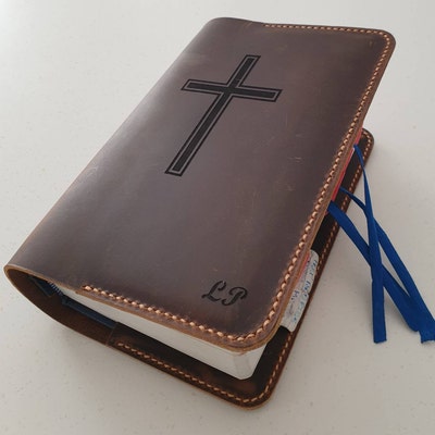Personalized Leather Cover for Bible KJV , Custom Leather Holy Bible ...