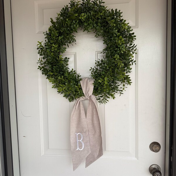 Floral Bow Wreath Sash - Customized Wreath Sash - Initial Wreath Sash ...
