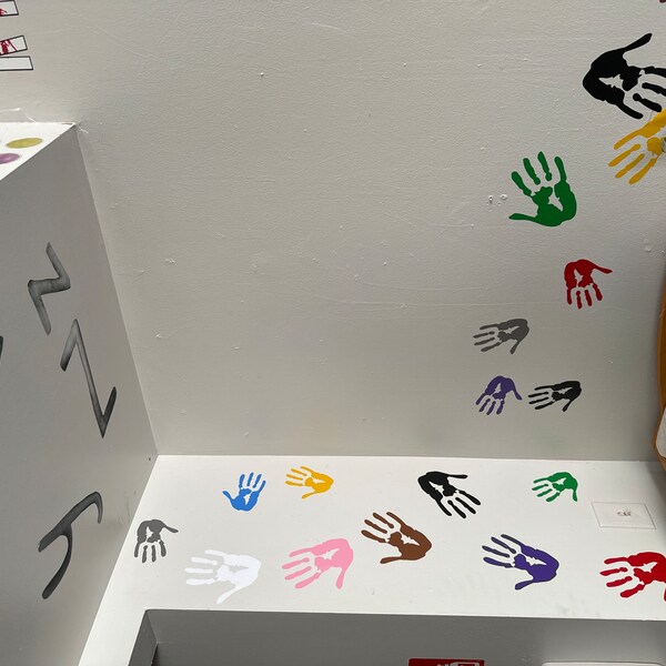20 Pcs Colorful Handprint Decal Stickers for Classroom Wall Decorations ...