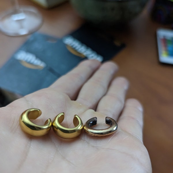 18K Gold Plated Titanium Multi-layered Ear Cuffs, To-go Jewelry, No ...