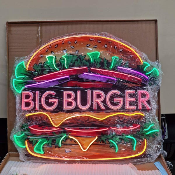 Burger Neon Sign Burger LED Light Custom Neon Sign Burger Shop Decors ...