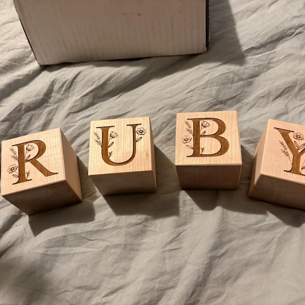 Custom Personalized Wood Name Blocks | FLORAL GARDEN | Kids Room ...