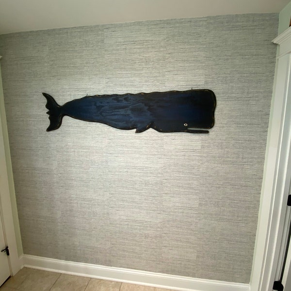 Wooden Whale Large - Wood Wall Art Hand Carved. Beach House Whale ...