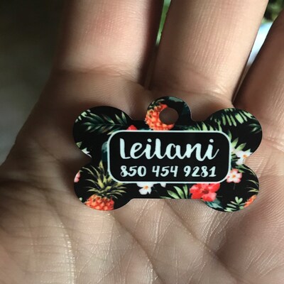 Pet Tag Pineapple Dog Tags for Dogs Custom Dog Collar Tag Cute - Etsy