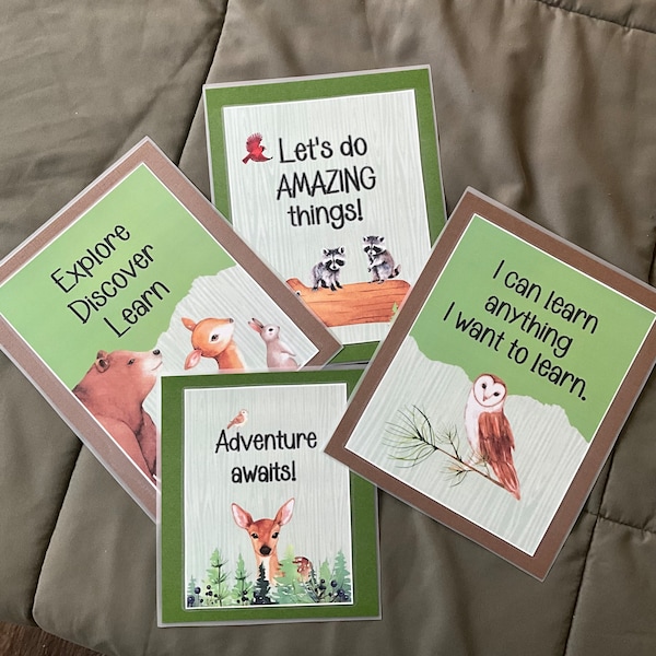 WOODLAND Motivational Posters for Classroom, Printable Woodland Mindset ...