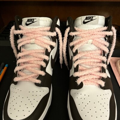 Fuzzy Laces, Pink Shoe Laces, White Shoe Laces ONE PAIR - Etsy