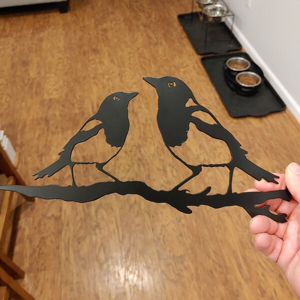 Magpie Metal Tree Art Metal Bird Garden Steel Rusty Silver Copper Gold ...