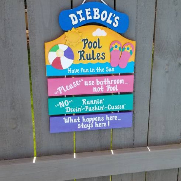 Personalized Outdoor Pool Sign - Pool Rules Wooden Painted Sign - Etsy