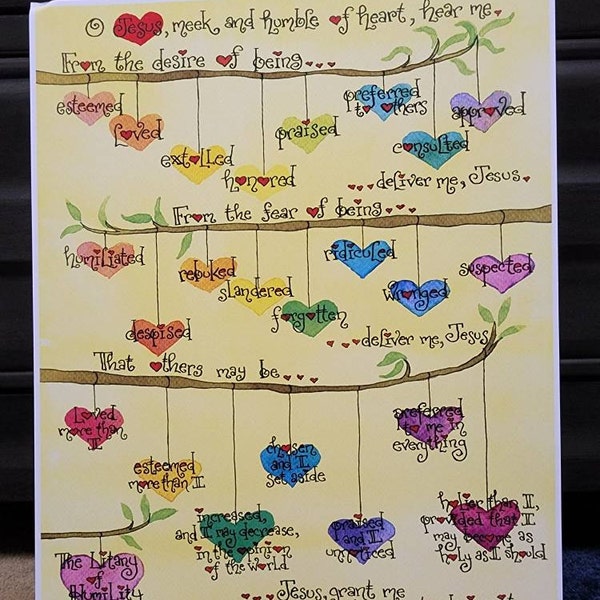 Litany of Humilty With Rainbow Heart, Personalized Gift; Confirmation ...