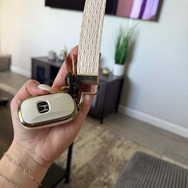 Neutral Cream Beige Key Wristlet | Key Fob Holder | Wristlet Key Chain ...