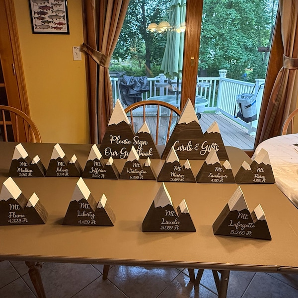 Wooden Mountains | Centerpieces | 3 Peak | Rustic Table Numbers ...