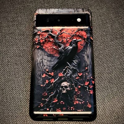 Faux Embroidery Felt Skeleton Floral Phone Case, Dark Academia Skulls ...