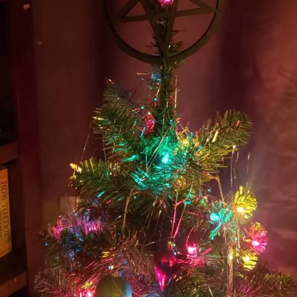 Pentagram Tree Topper Pentacle Reversible • Gothic Holiday Home Decor ...
