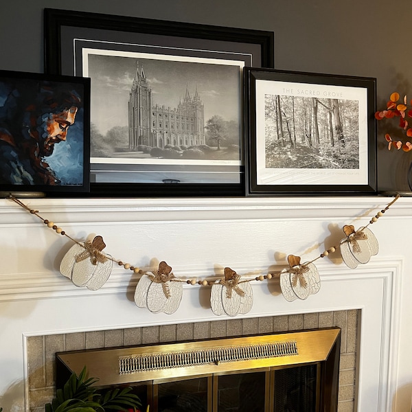 Angel Wooden Garland Buntings With Beads, Farmhouse Christmas Decor ...