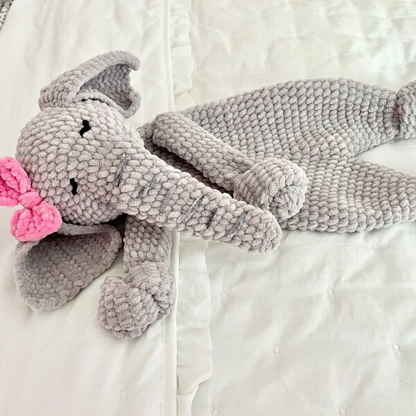 Pattern Crochet Animal, Baby Elephant Comforter, Crochet Snuggler Toys ...