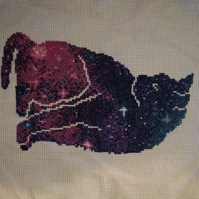 Galaxy Cat Cross Stitch Pattern, Animal Embroidery Design, Cat ...
