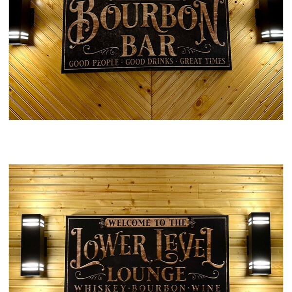 Personalized Custom Lower Level Lounge Sign Modern Farmhouse Wall Decor ...