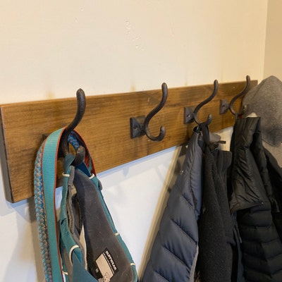 Rustic Cast Iron Coat Hooks 5 Pack Wall Mounted Farmhouse Decor square ...