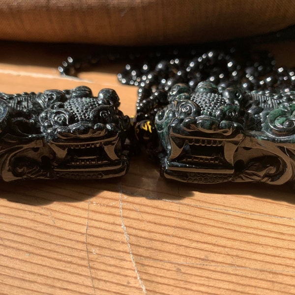Real Black Jade Pixiu Piyao Couple Pair Matching Necklace, Chinese ...