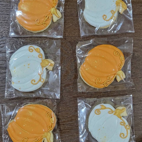 Fall/autumn Pumpkin Royal Icing Sugar Cookies - Individually Wrapped ...