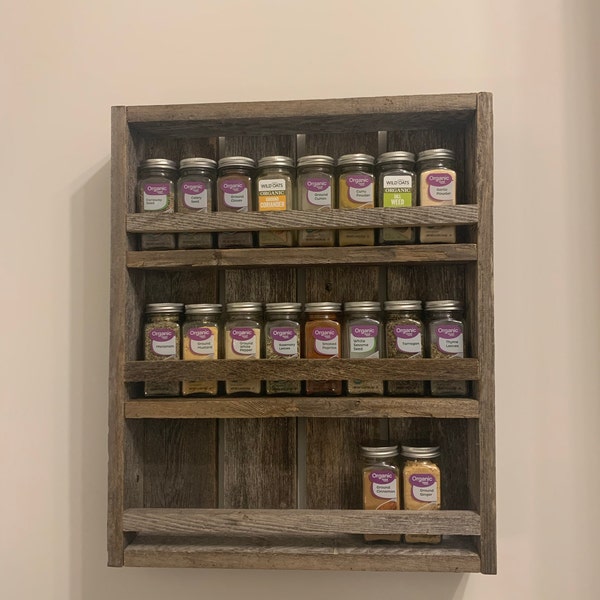 Rustic Mason Jar Spice Rack Display, Spice Rack, Mason Jars, Kitchen ...