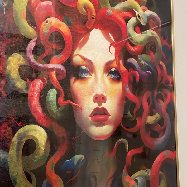 Medusa Wall Art, Greek Mythology Wall Art, Woman With Snake Head Canvas ...