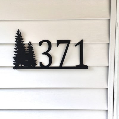 Rustic Address Sign Pine Tree Sign House Numbers Metal Address Sign ...