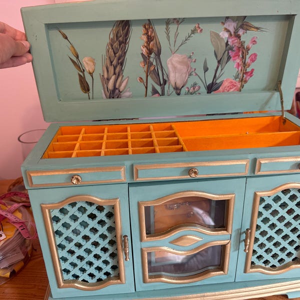 Upcycled Repurposed Silverware Box, Botanical Print Storage Box, Large ...