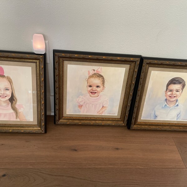 Girl Custom Portrait. Watercolor Painting From Photo 7x7 Inches - Etsy