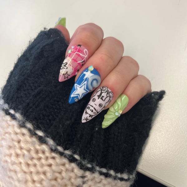 3D Ramen Noodle Press-on Nails | Food-themed Press-on Nails | Japanese ...