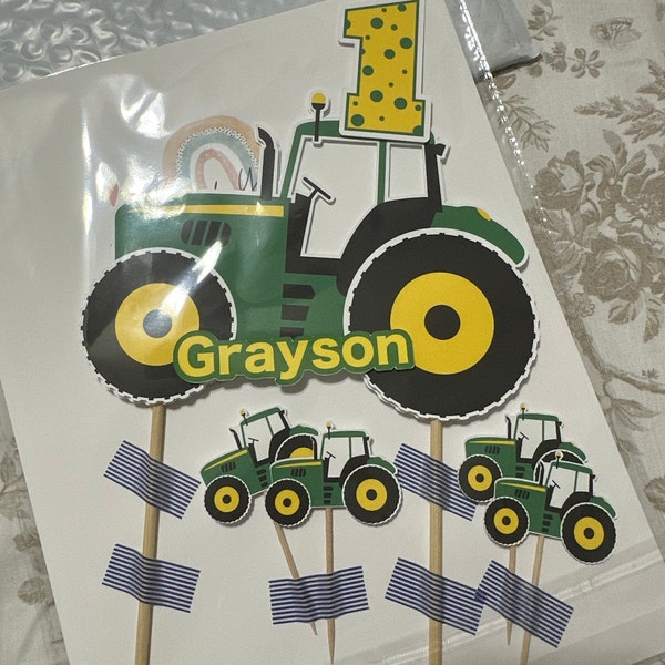 Personalized Tractor Cake Topper, Truck Cake Topper, Farm Cake Topper ...