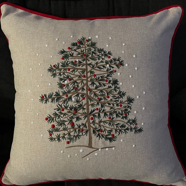 Pine Tree Christmas Pillow Covers, New Year Snowflakes Embroidered ...