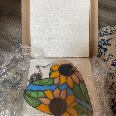 Bonfire Stained Glass Panel Suncatcher Picture Mountains Hill - Etsy