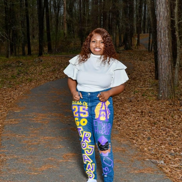 Custom Painted Jeans | Senior Jeans |graduation Jeans| Personalized ...
