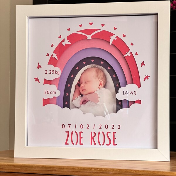 3D Customizable Baby Stats Shadow Box, Baby Birth Shadow Box, Custom ...
