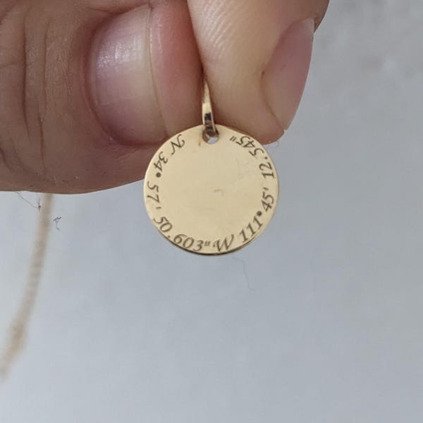 9K Gold Round Engravable Circle Disc Pendant for Necklace ...